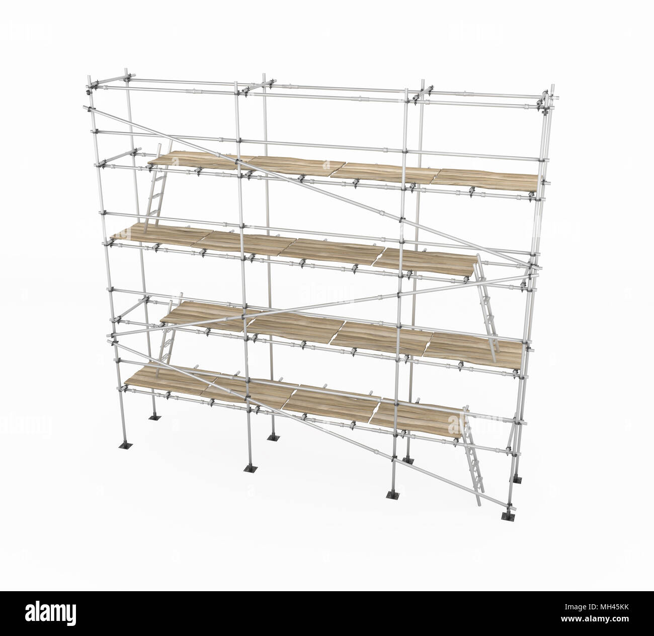 Scaffolding construction 3d build, horizontal, over white, isolated ...