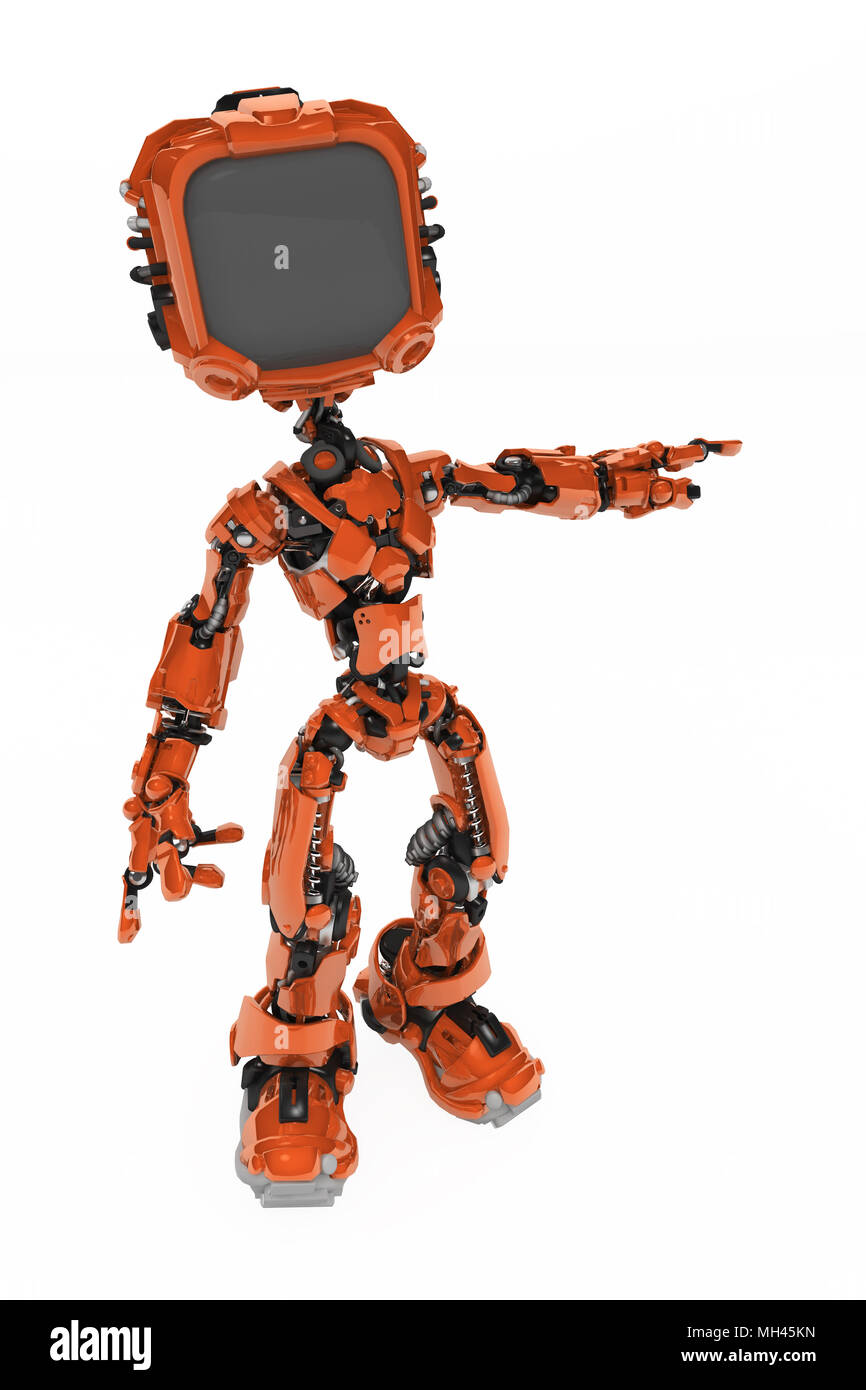 Small 3d robotic figure, over white, isolated Stock Photo - Alamy