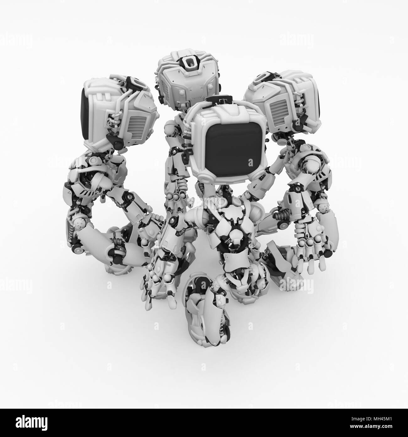 Small 3d robotic figures, over white, isolated Stock Photo - Alamy