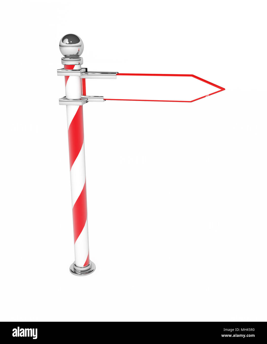 Cartoon red and white striped pole signpost, isolated Stock Photo - Alamy