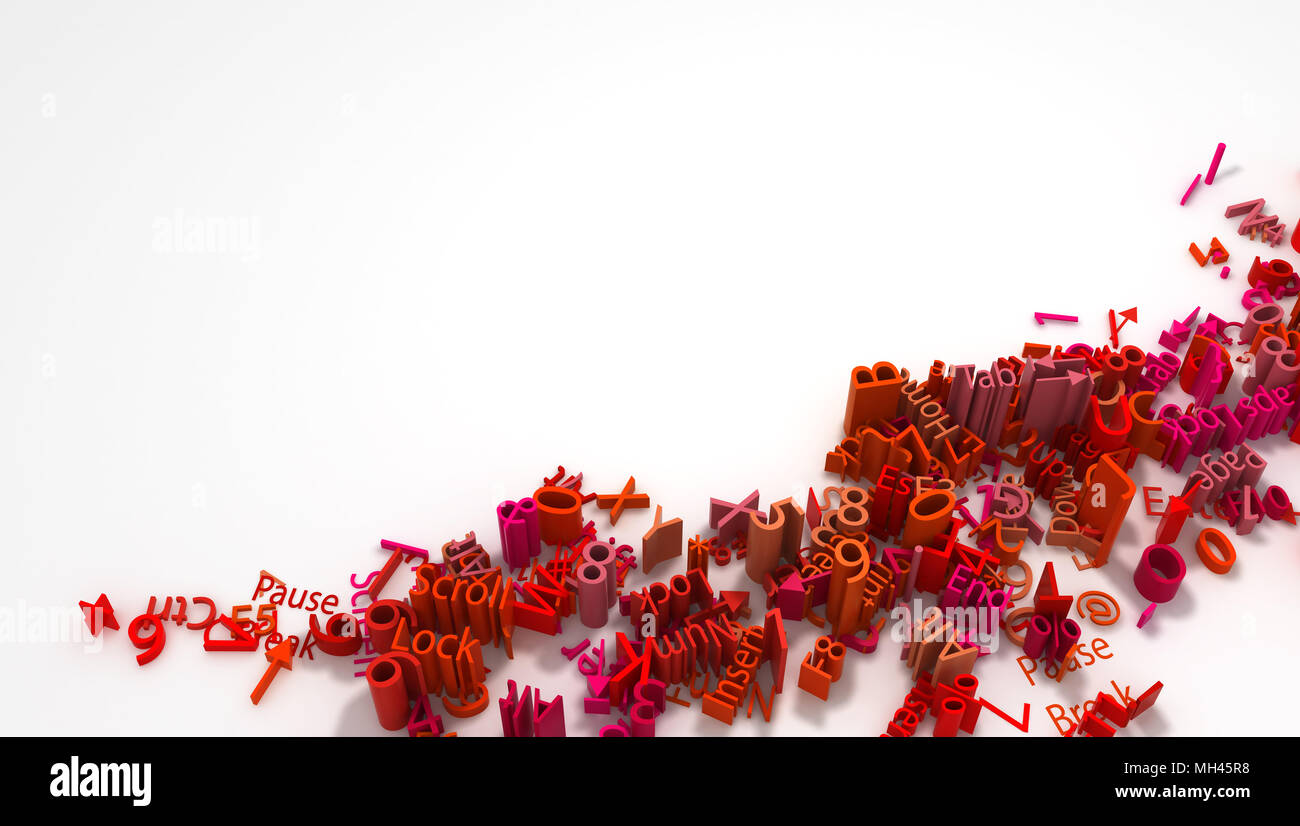 Colored 3d surface lettering abstract illustration, isolated Stock ...