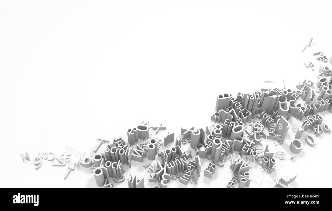 White 3d surface lettering abstract illustration, isolated Stock Photo ...