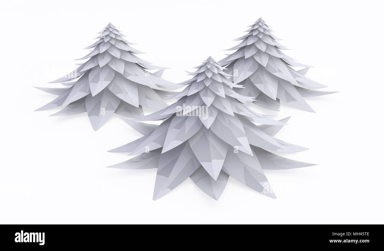 Stylized cartoon 3d fir tree, over white Stock Photo - Alamy