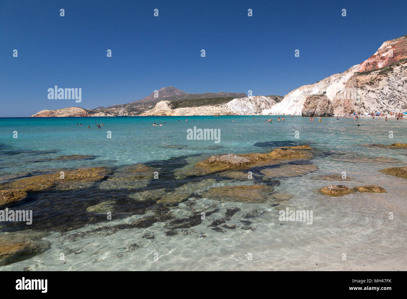 Beautiful sunny day at Firiplaka Beach on Milos Island Stock Photo - Alamy