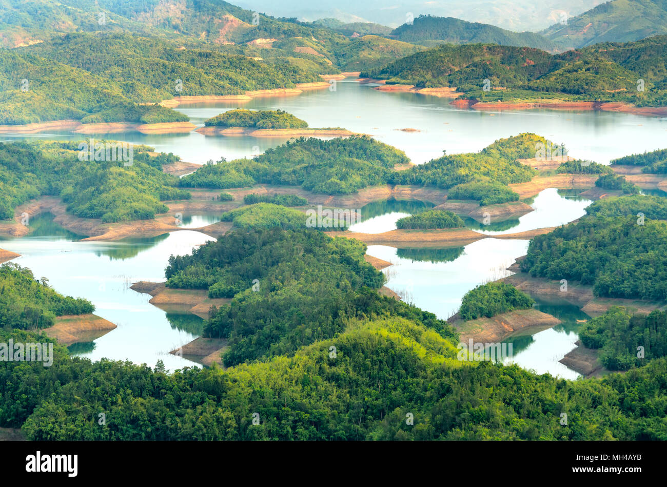Ta Dung lake in the summer afternoon when the sun shines down on the ...