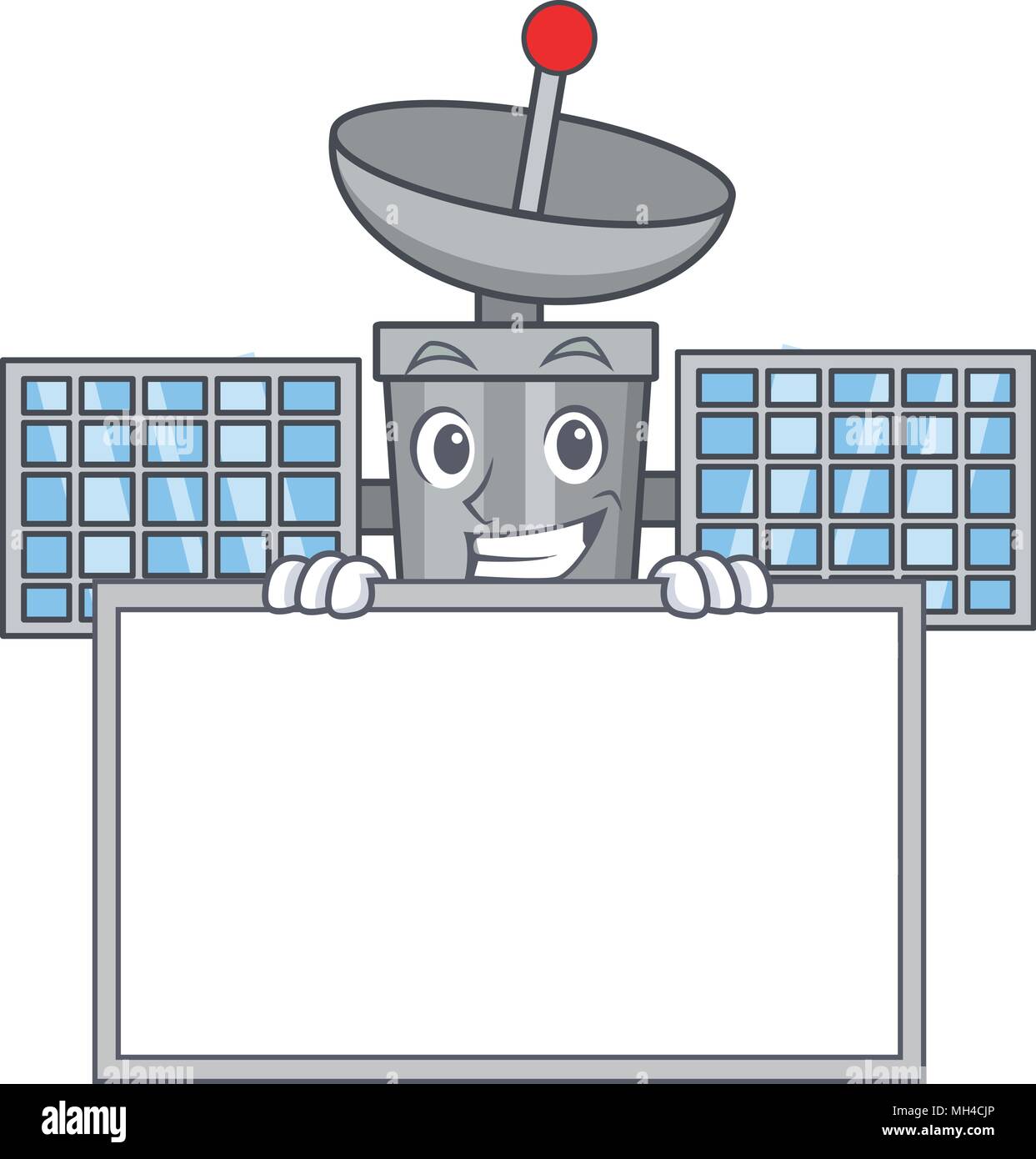 Grinning with board satelite character cartoon style Stock Vector Image ...
