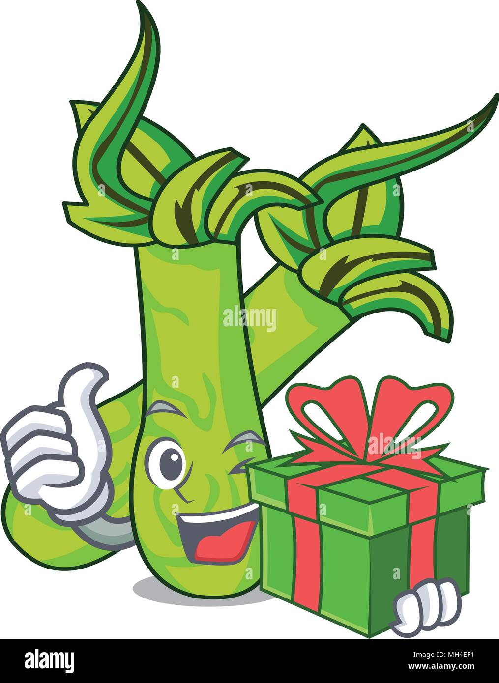 With gift wasabi mascot cartoon style Stock Vector Image & Art - Alamy