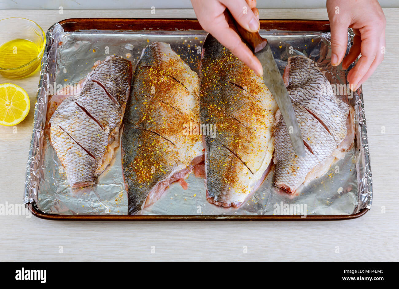 Process cooking dorado fish hi-res stock photography and images - Alamy