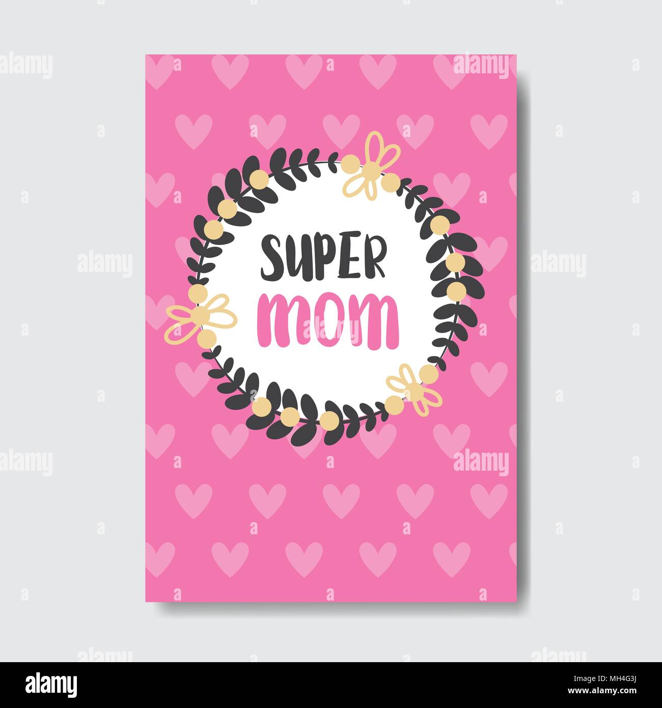 Super Mom Hand Drawing Calligraphy On Pink Background Happy Mother Day ...