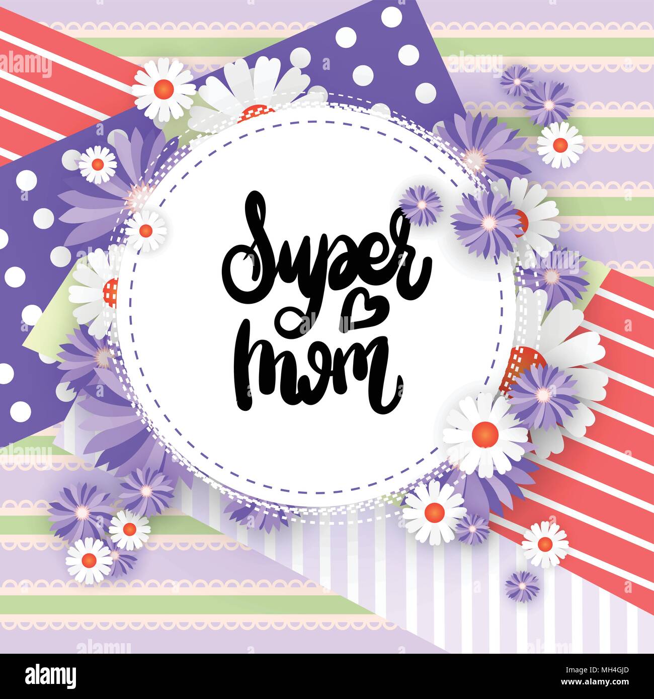 Super Mom Greeting Card Background Happy Mothers Day Concept Stock ...