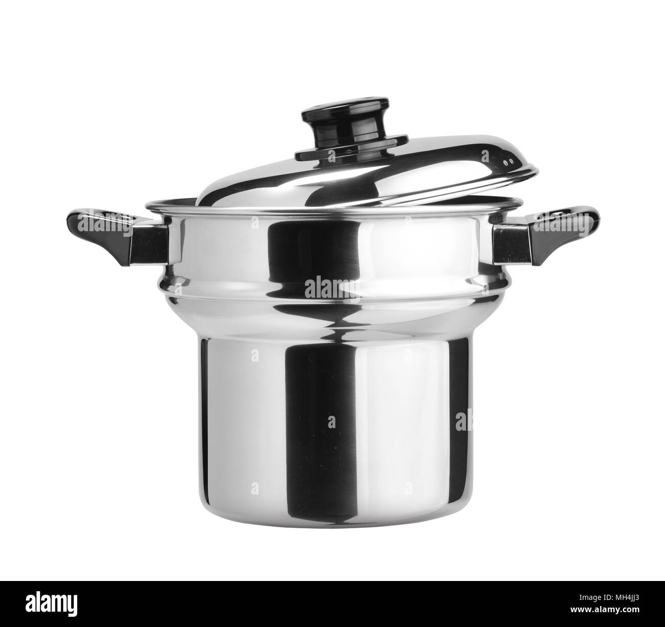 Stainless steel cooking pot isolated on white Stock Photo - Alamy