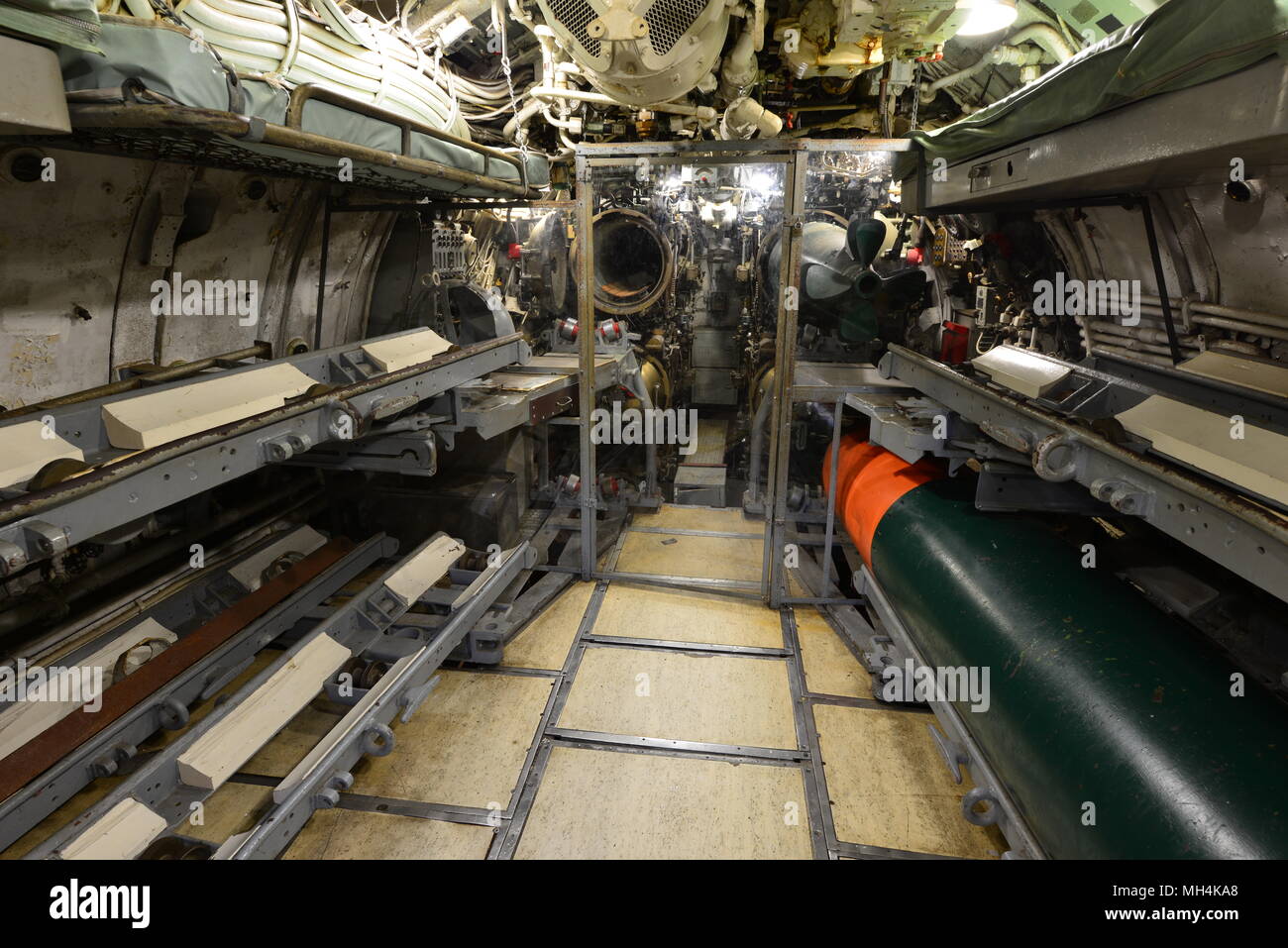 The inside of USS Clamagore a Guppy class submarine Stock Photo - Alamy
