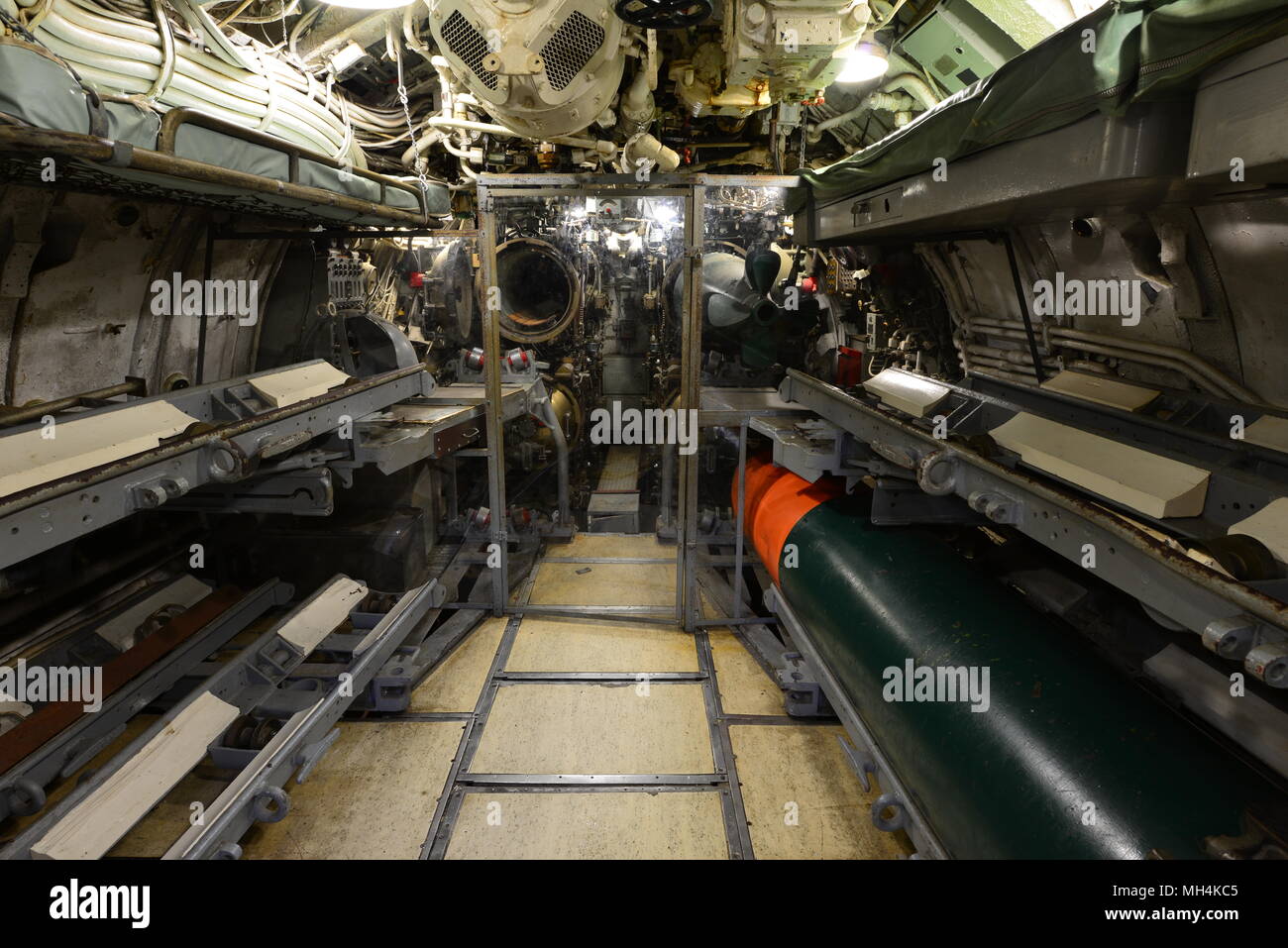 The inside of USS Clamagore a Guppy class submarine Stock Photo - Alamy