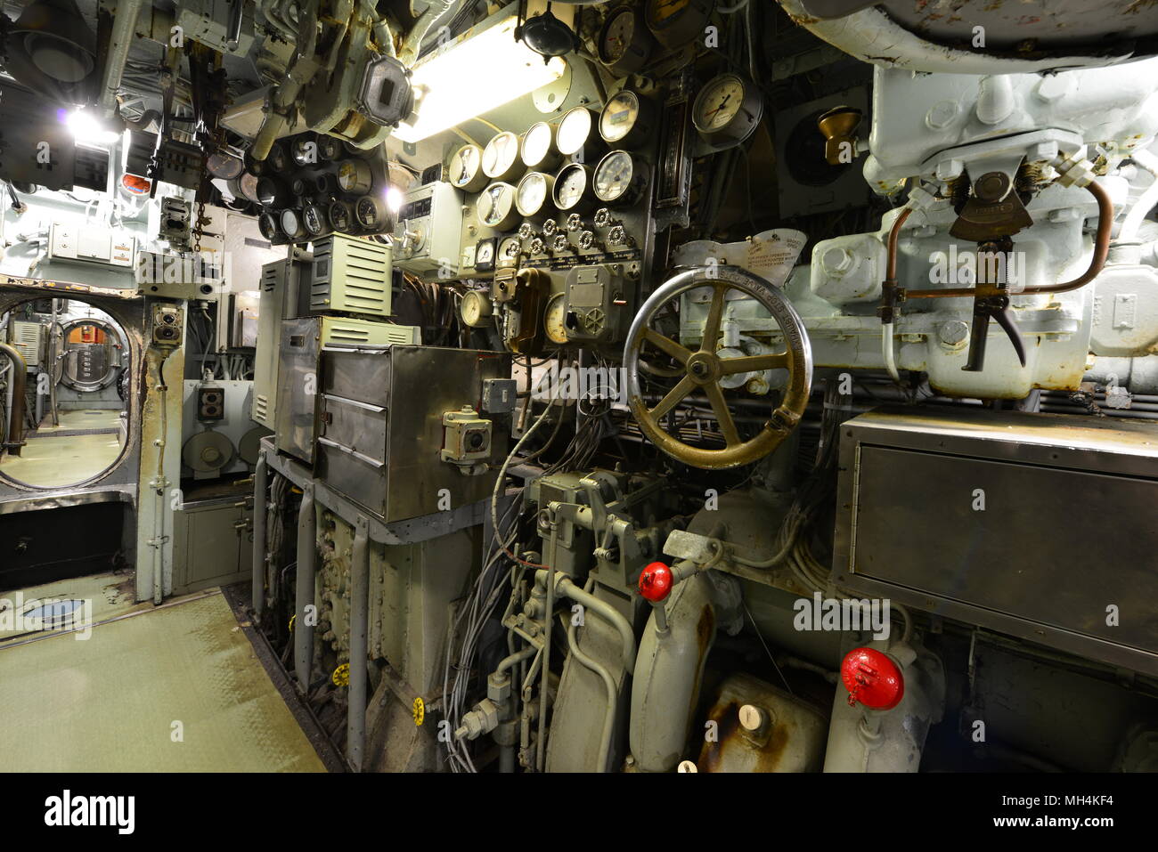 The inside of USS Clamagore a Guppy class submarine Stock Photo - Alamy