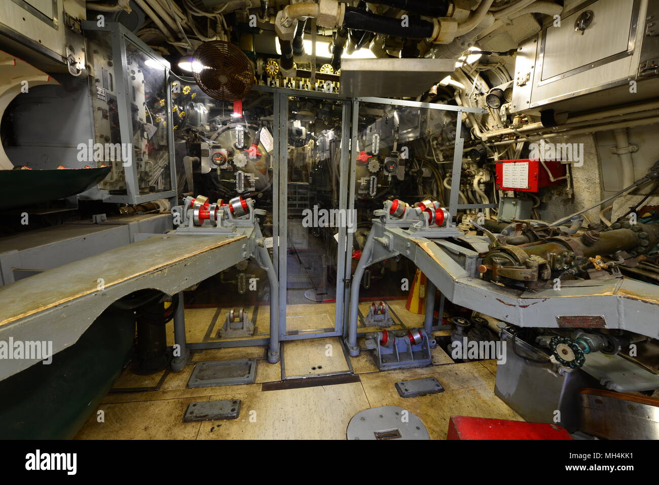 The inside of USS Clamagore a Guppy class submarine Stock Photo - Alamy