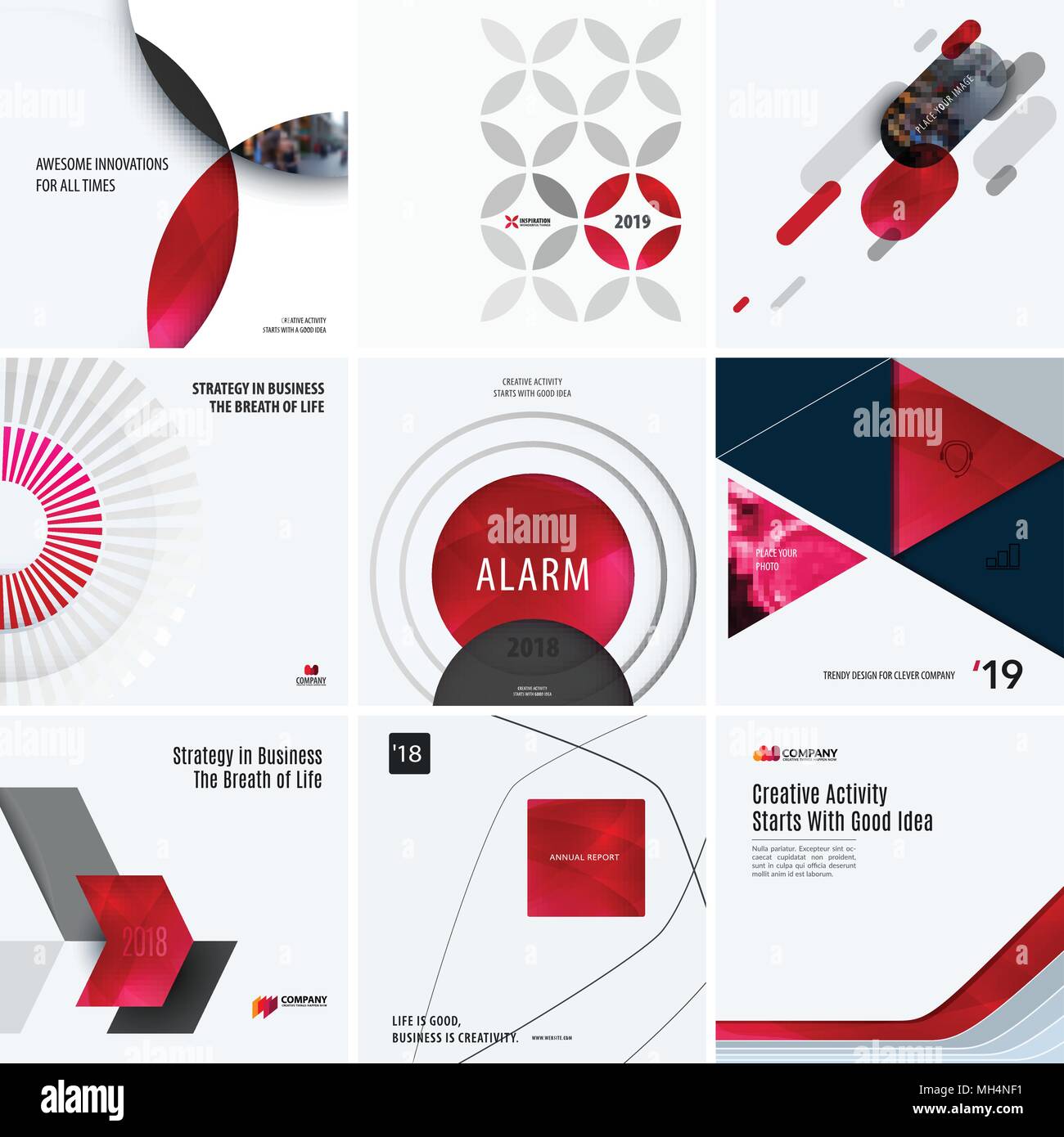 Design set of red colourful abstract vector elements for modern ...