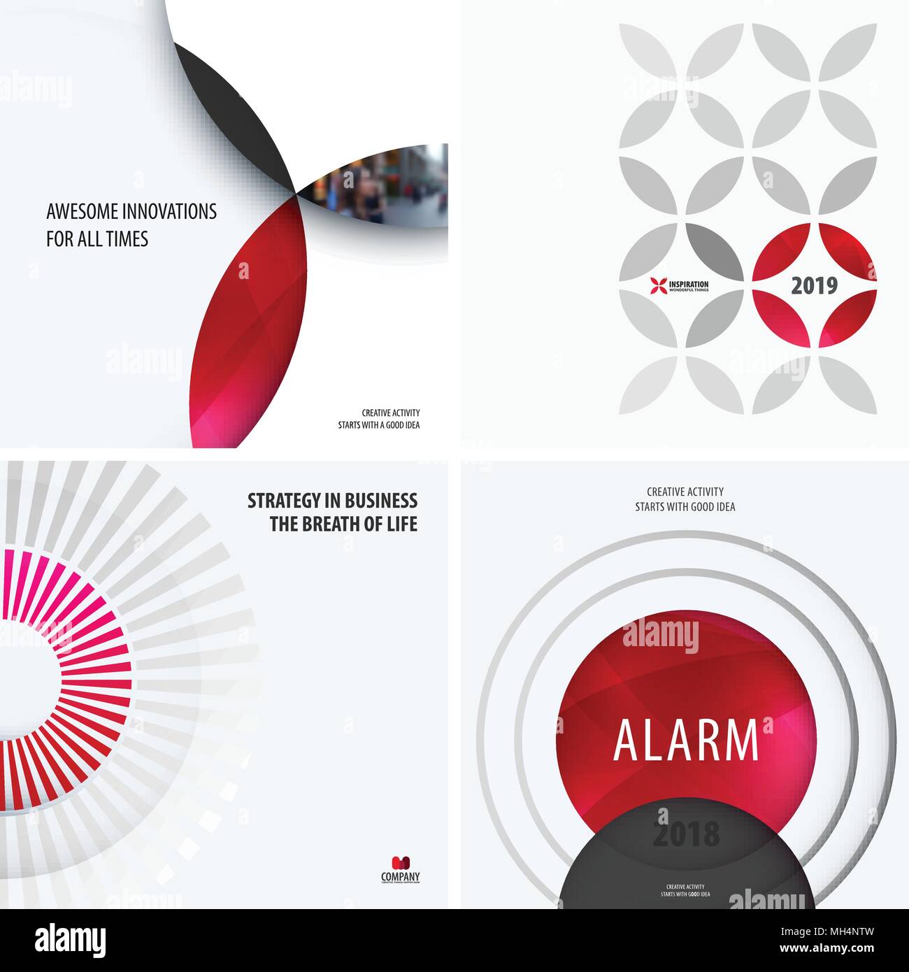 Design set of red colourful abstract vector elements for modern ...