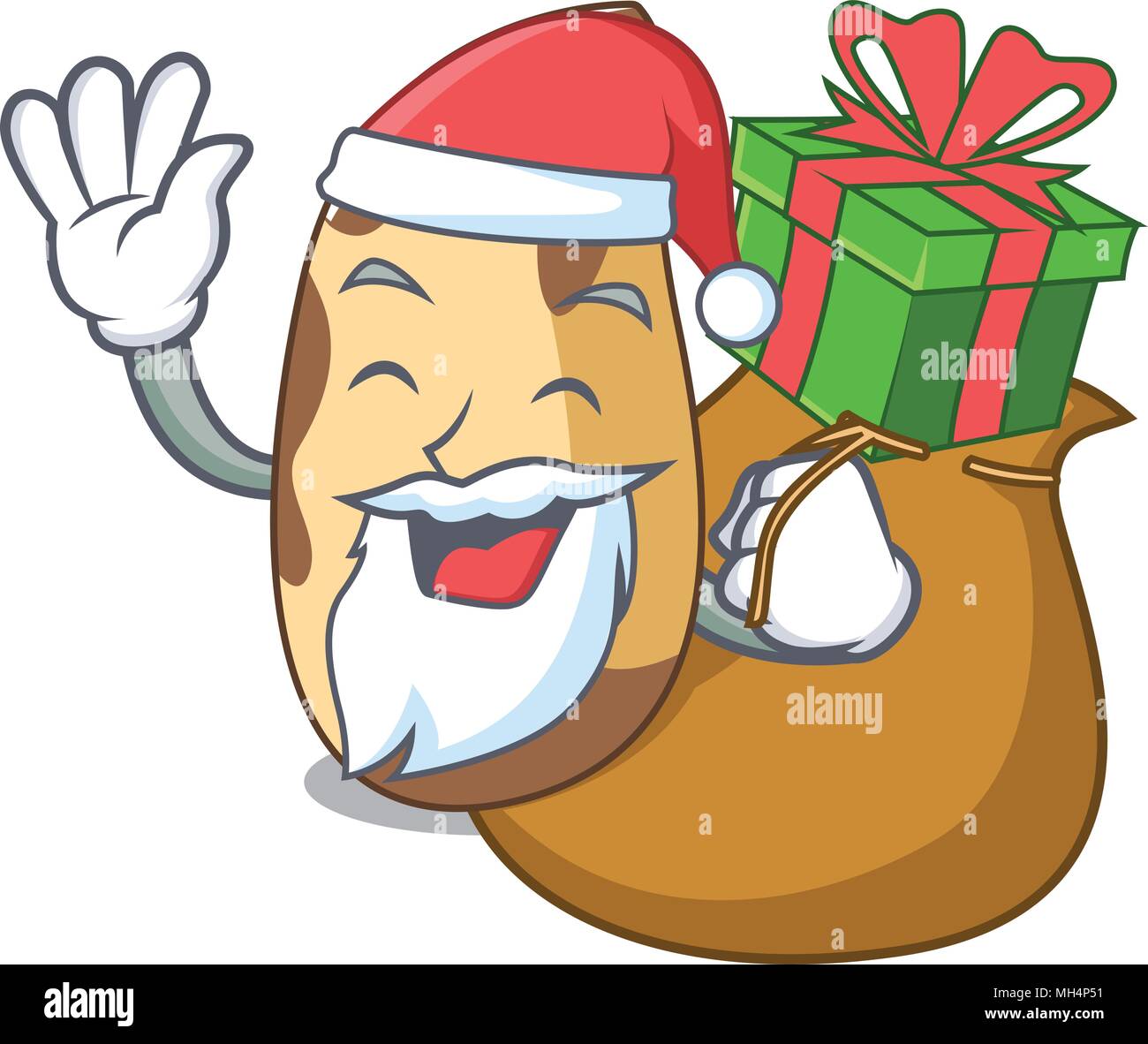Santa with gift brazil nut mascot cartoon Stock Vector Image & Art - Alamy