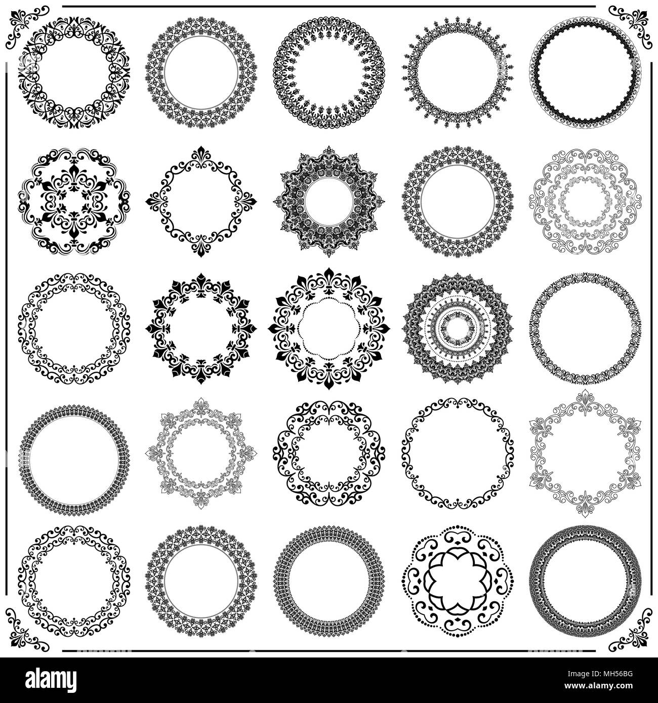 Vintage Set of Vector Round Elements Stock Vector Image & Art - Alamy