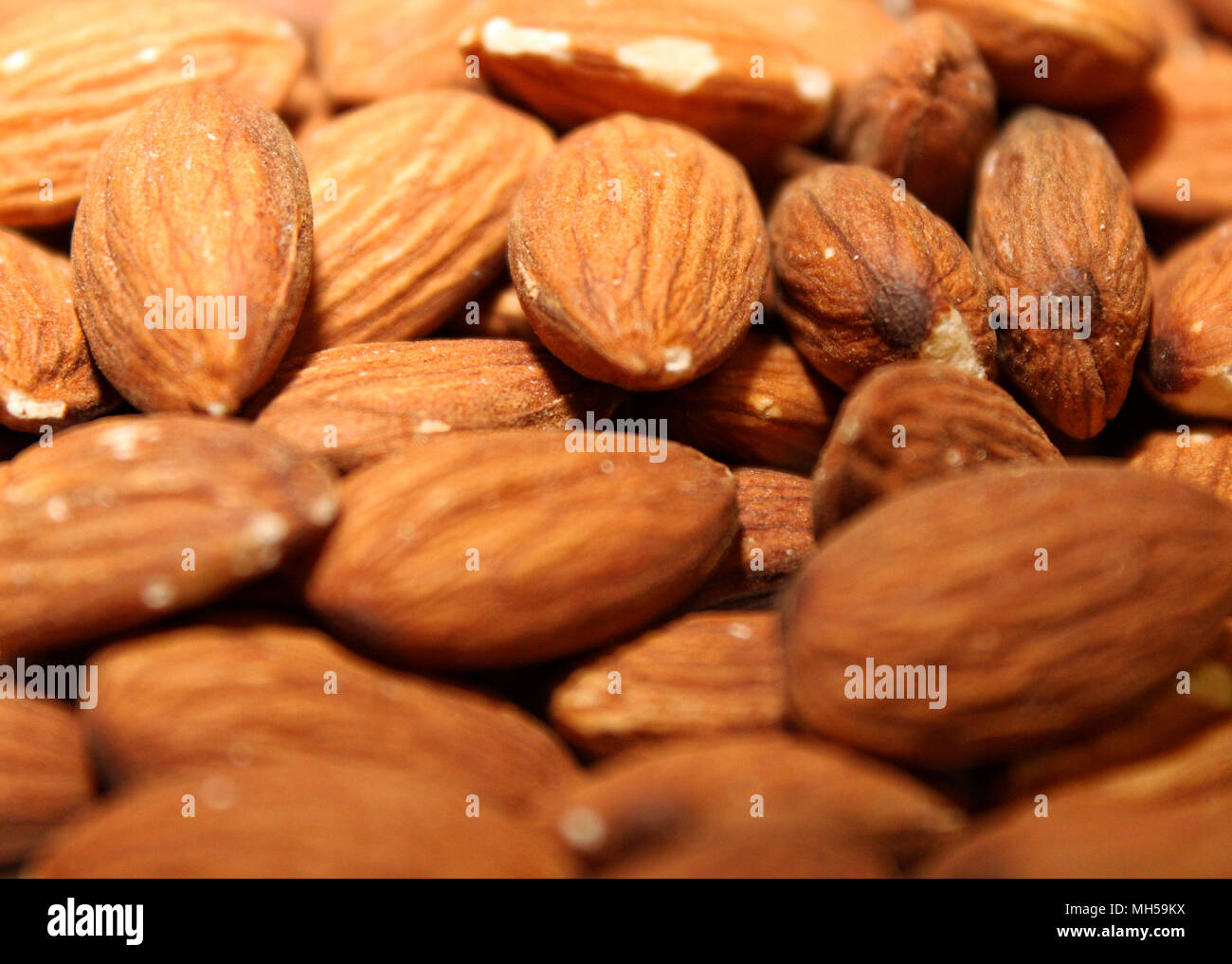 wooden raw whole almond texture collection scattered in a pile across ...