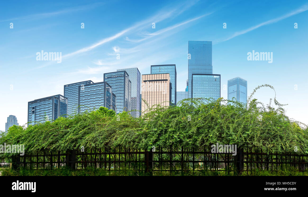 Green plants and modern architecture, Chongqing, China Stock Photo - Alamy