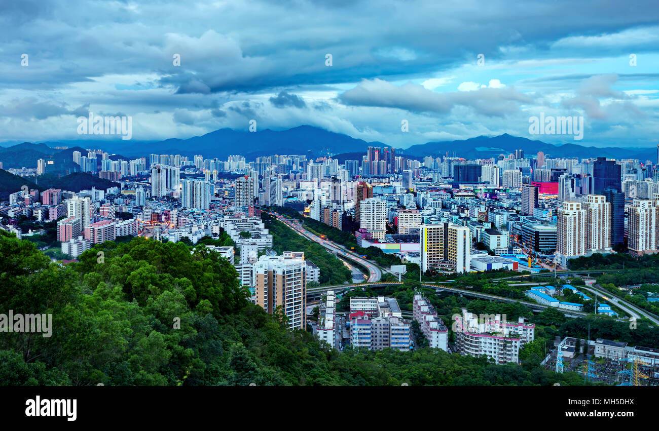 Aerial view of the big city at night, Shenzhen, China Stock Photo - Alamy