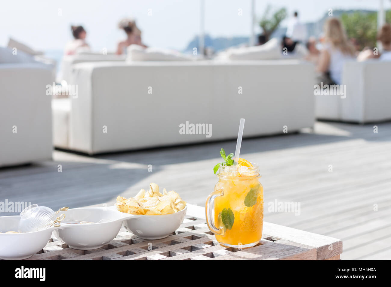 coctail glass in beach club Stock Photo - Alamy