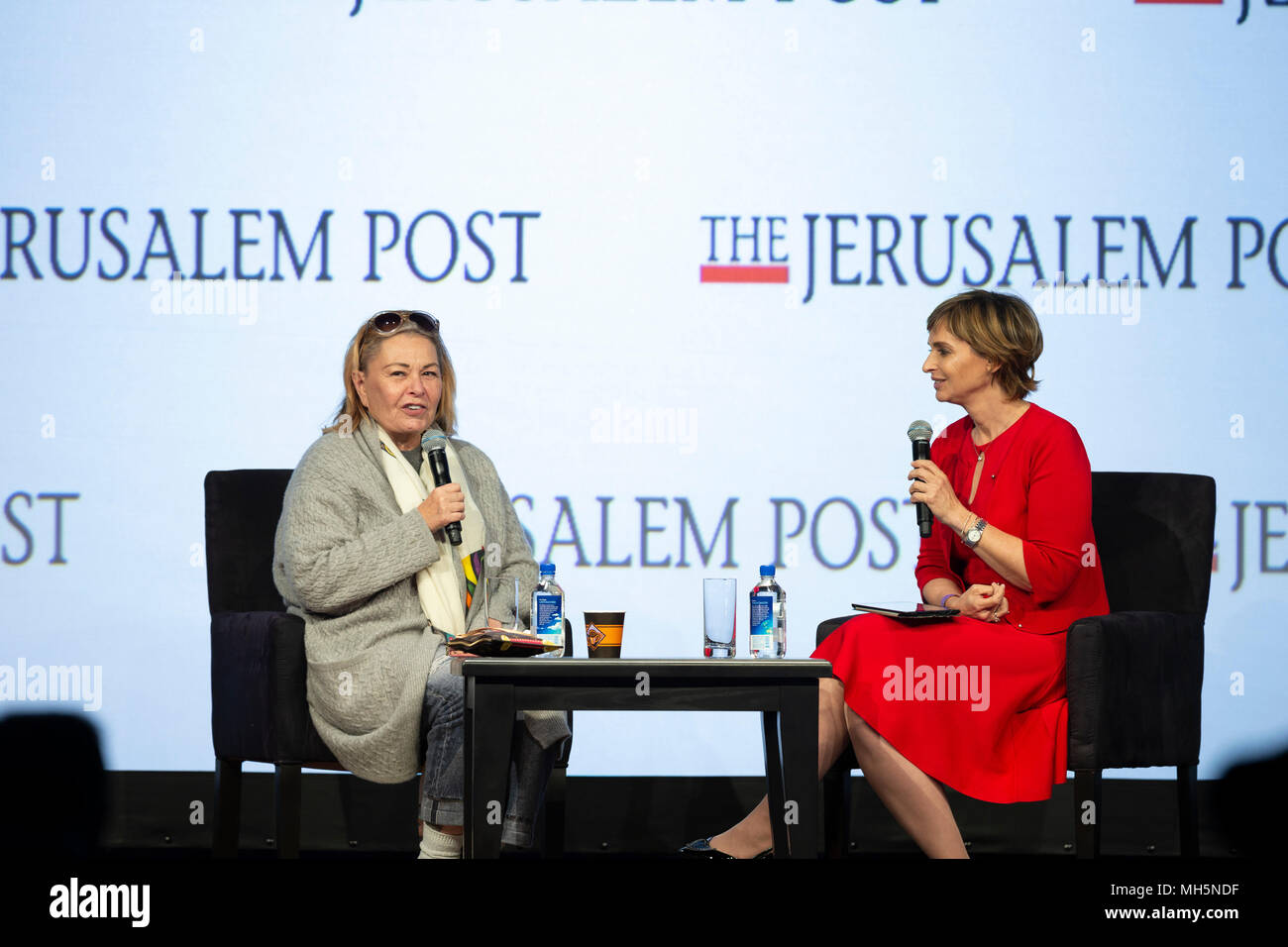 New York, NY - April 29, 2018: Roseanne Barr interviewed by Dana Weiss ...