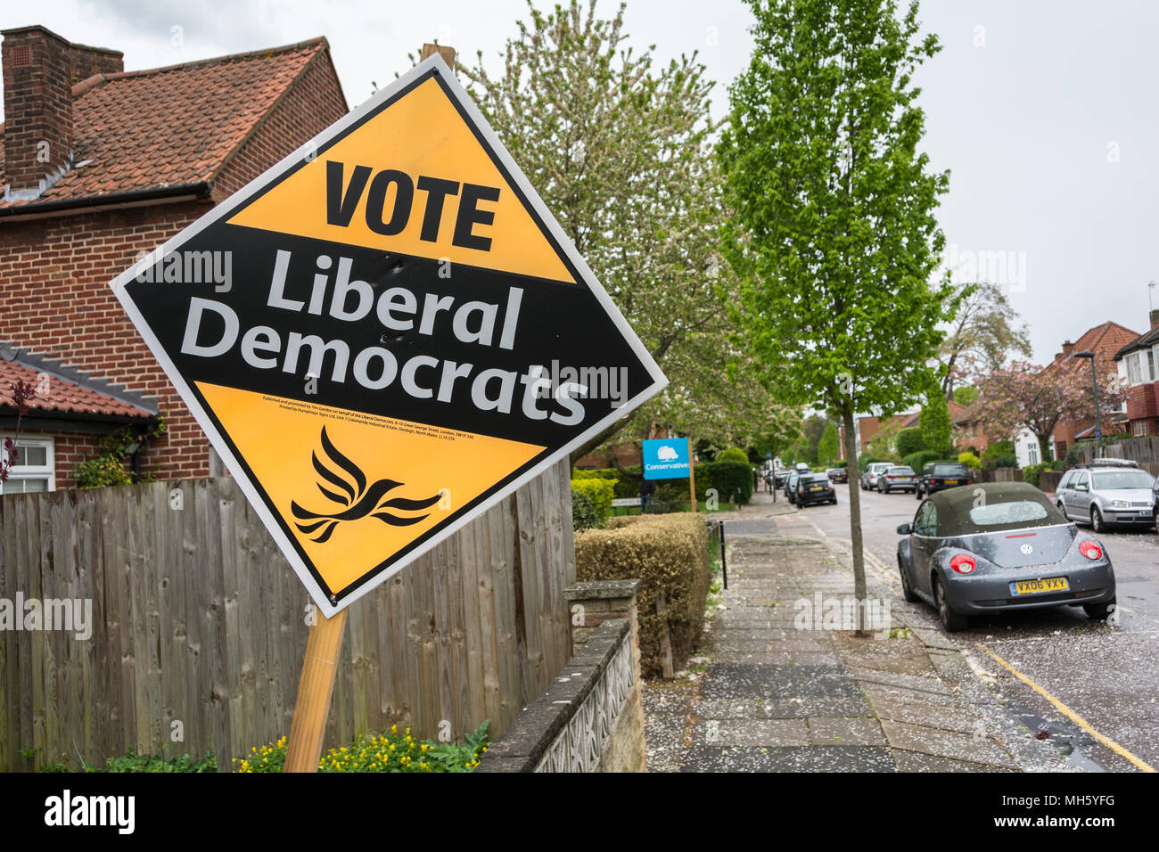 Local Election Party Political banners and hoardings going up in Barnes ...