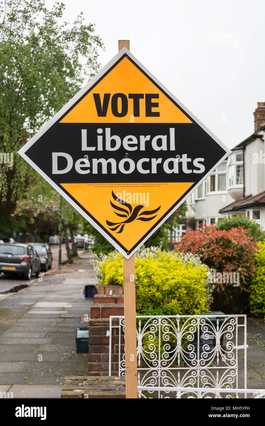 Local Election Party Political banners and hoardings going up in Barnes ...