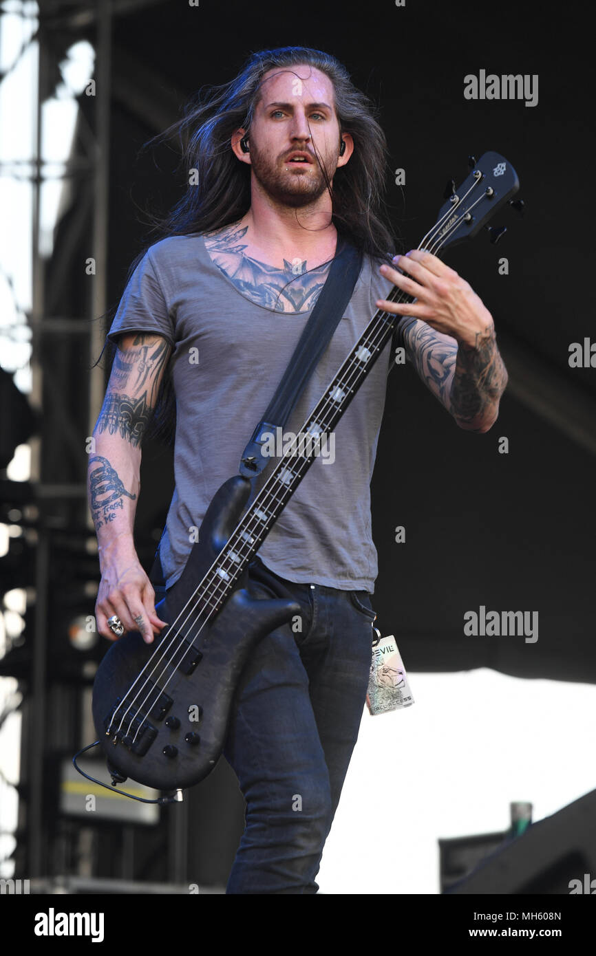 Sunrise FL, USA. 29th Apr, 2018. Matt DiRito of Pop Evil performs ...