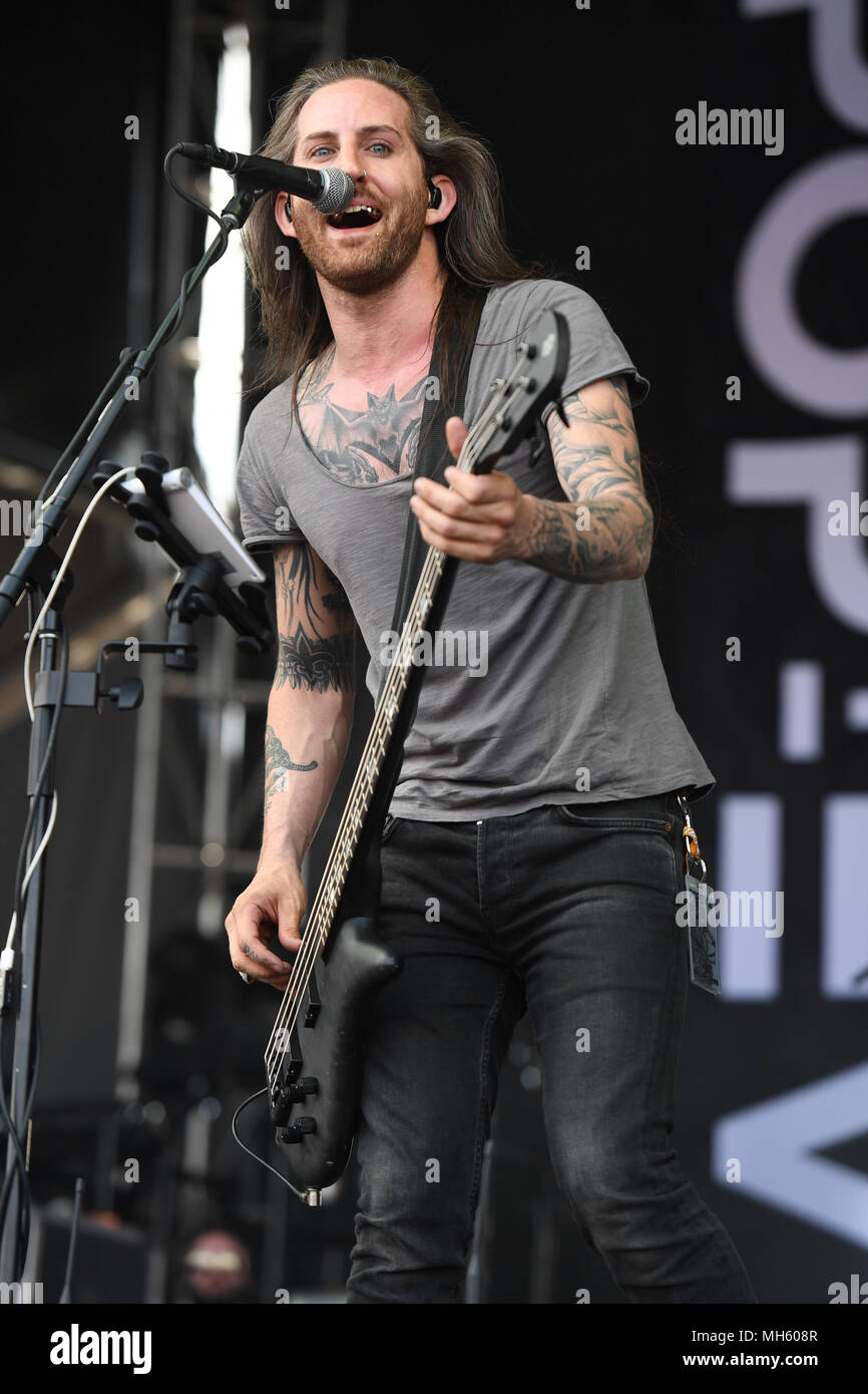 Sunrise FL, USA. 29th Apr, 2018. Matt DiRito of Pop Evil performs ...