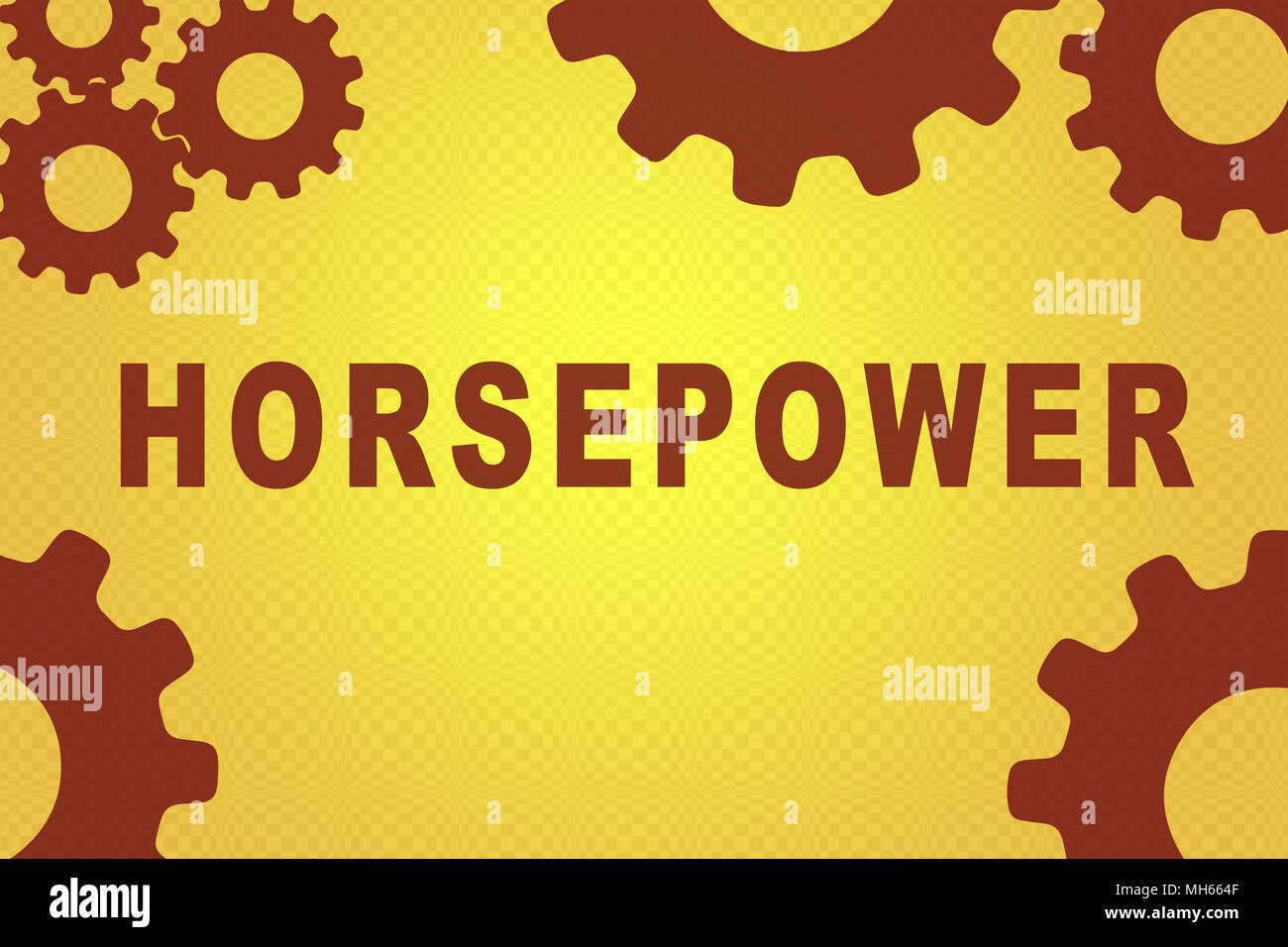 HORSEPOWER sign concept illustration with red gear wheel figures on ...