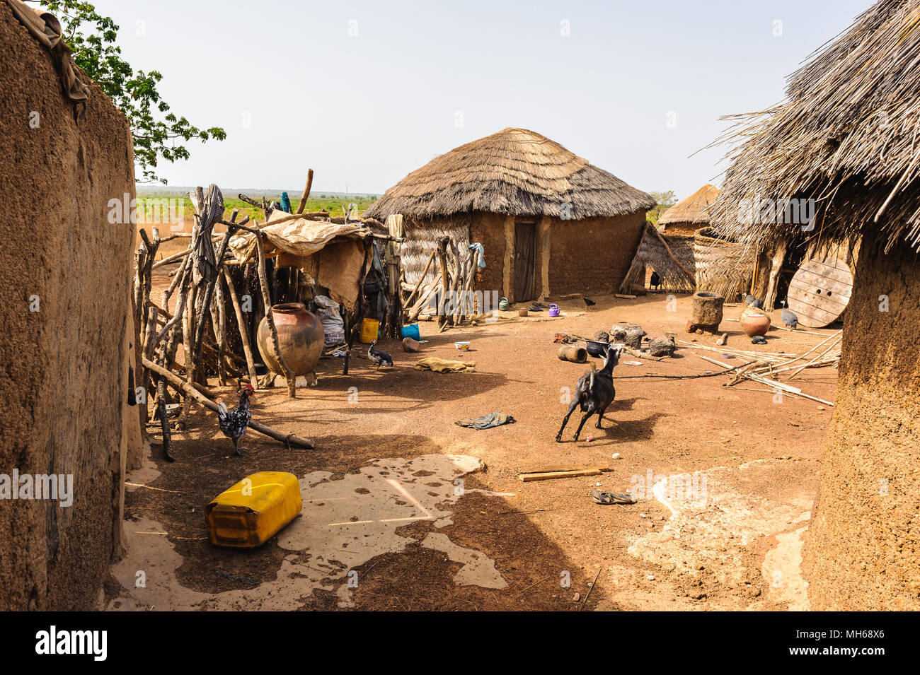 Close view of the poor house for living of the people of Ghana, Africa ...