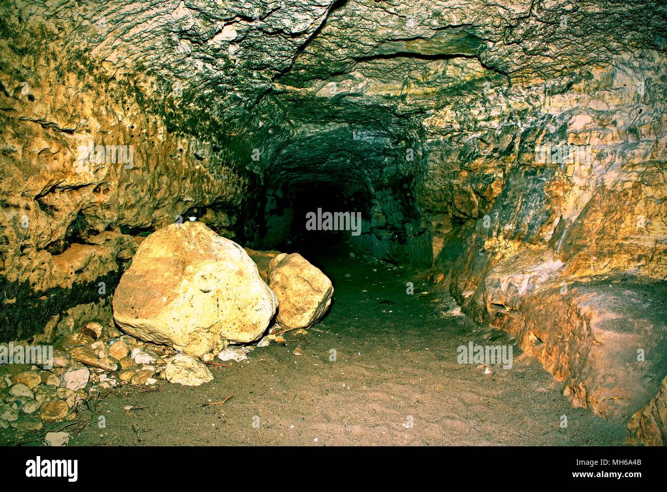 Entrance to the underground passages built by man for defense ...