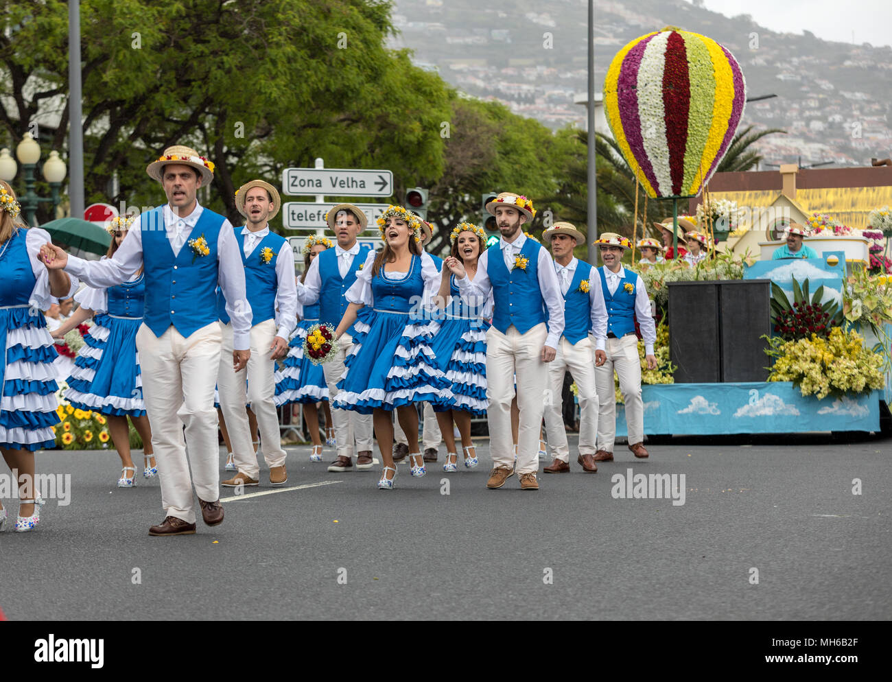 Funchal; Madeira; Portugal - April 22; 2018: A group of people in ...