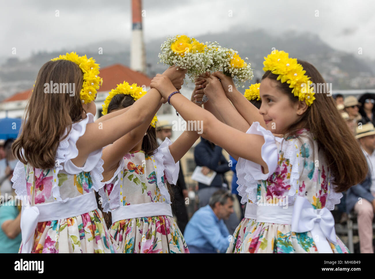 Funchal; Madeira; Portugal - April 22; 2018: A group of girls in ...