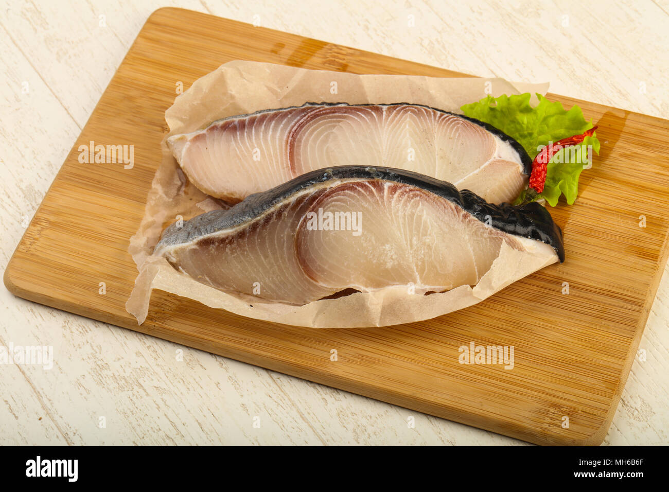 Raw juicy shark steak ready for grill Stock Photo - Alamy