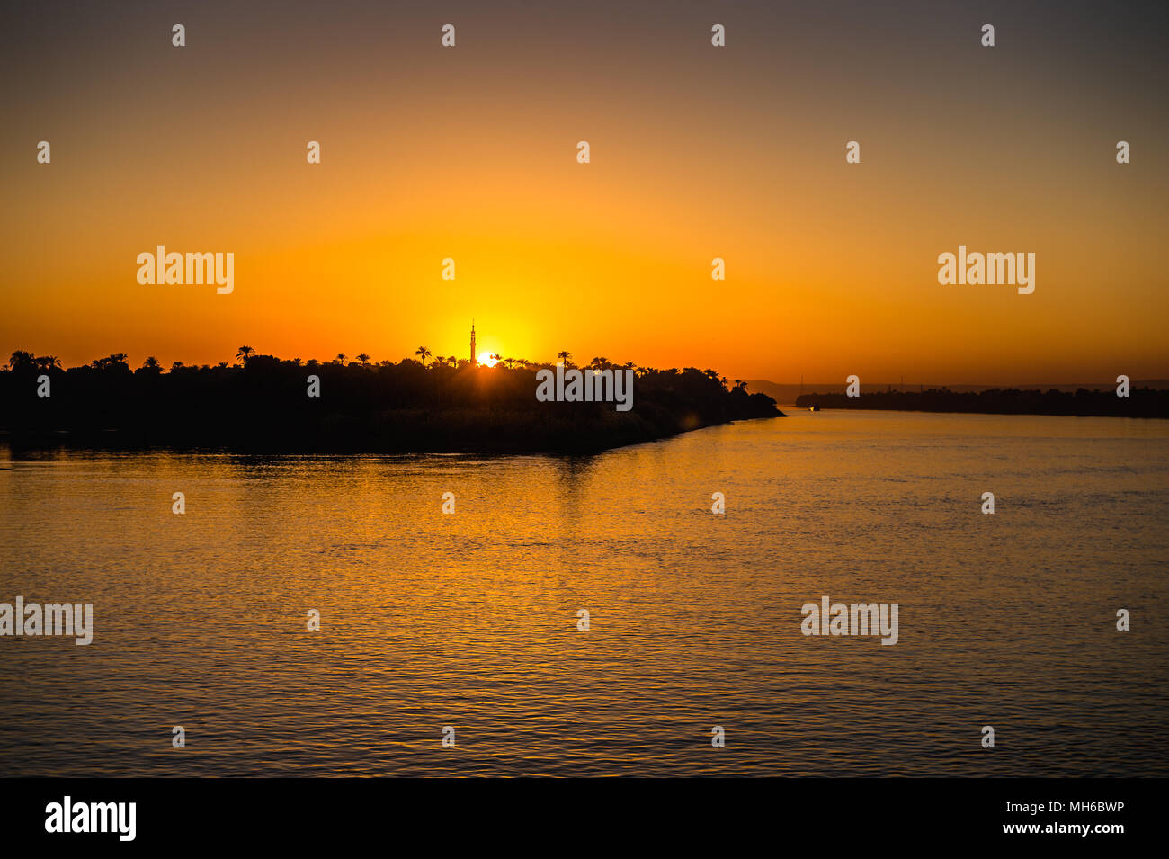 Sunset over the Nile river in Egypt Stock Photo - Alamy