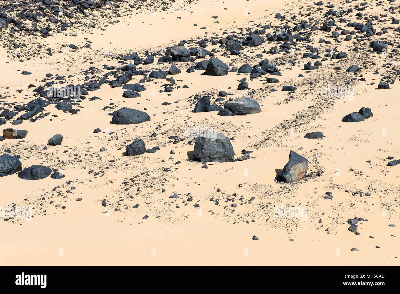 Volcanic formations of the Black Desert in Lybian Desert Stock Photo ...