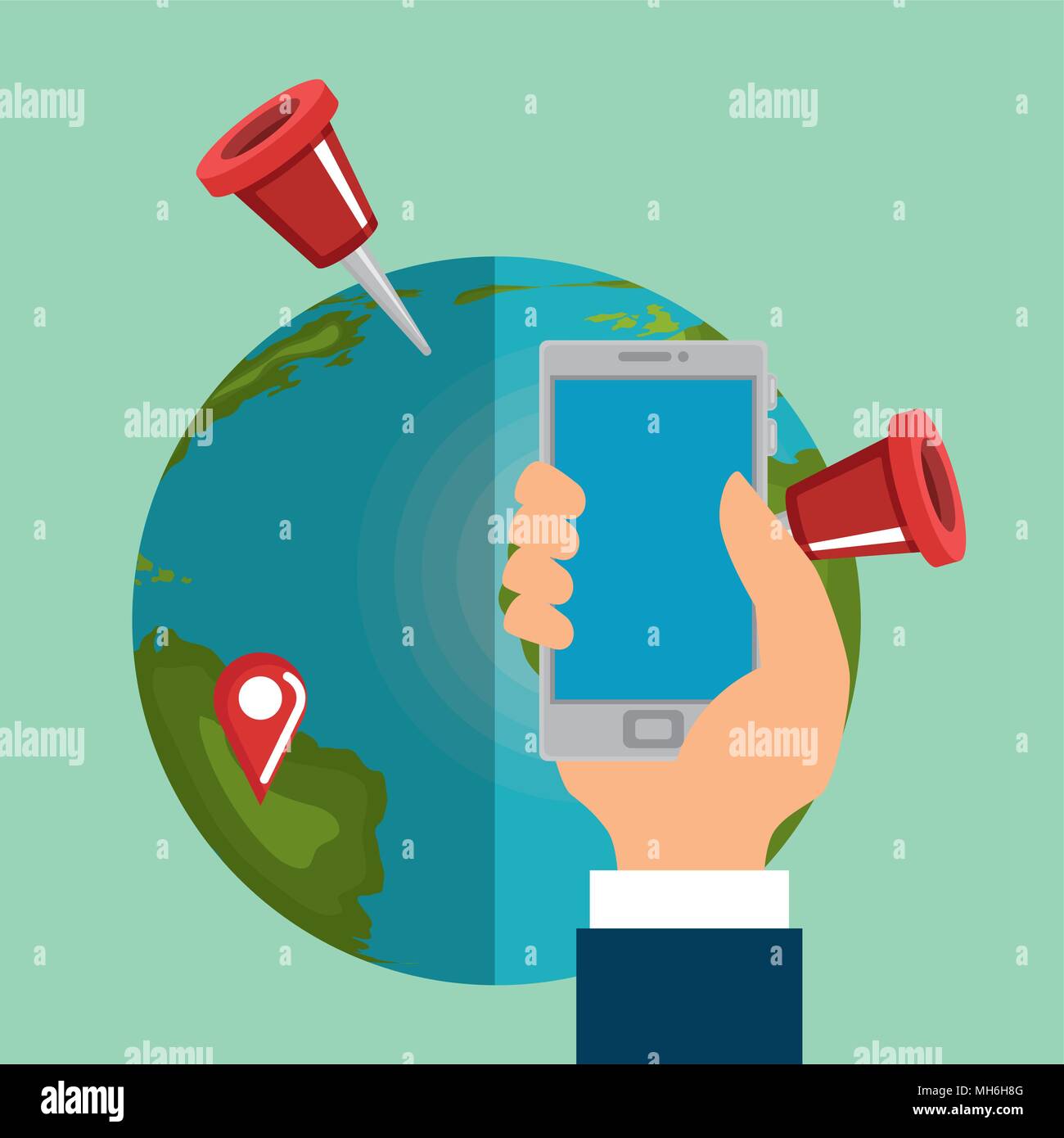 smartphone with gps navigation app Stock Vector Image & Art - Alamy