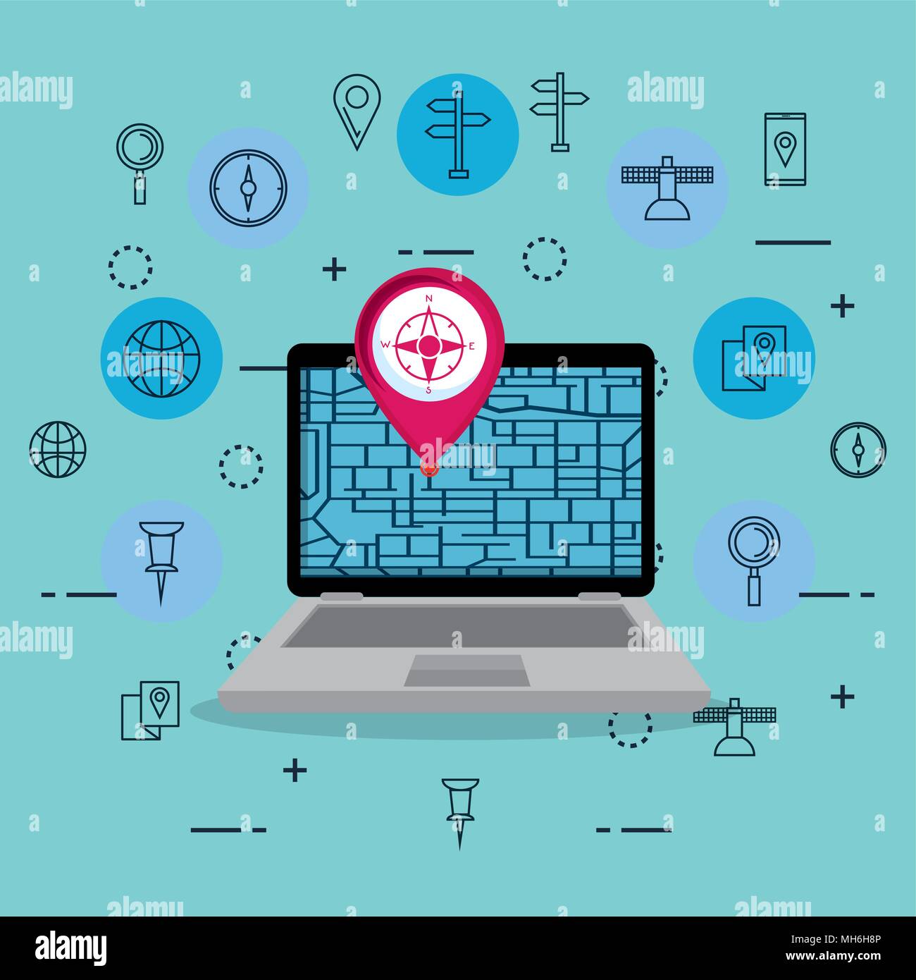 laptop with gps navigation software Stock Vector Image & Art - Alamy