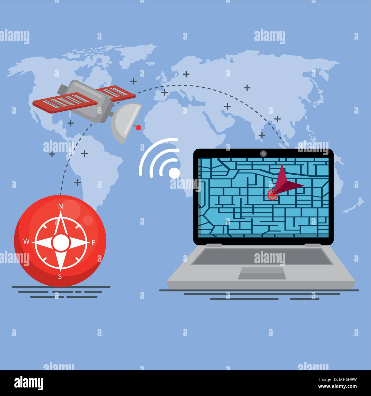 laptop with gps navigation software Stock Vector Image & Art - Alamy