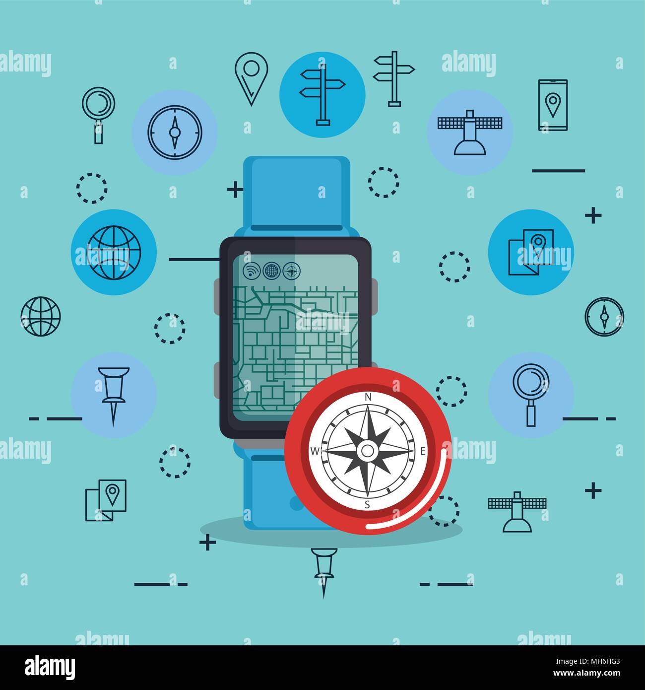 smartwatch with gps navigation app Stock Vector Image & Art - Alamy