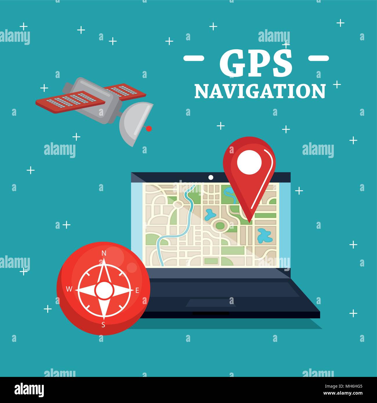 laptop with gps navigation software Stock Vector Image & Art - Alamy