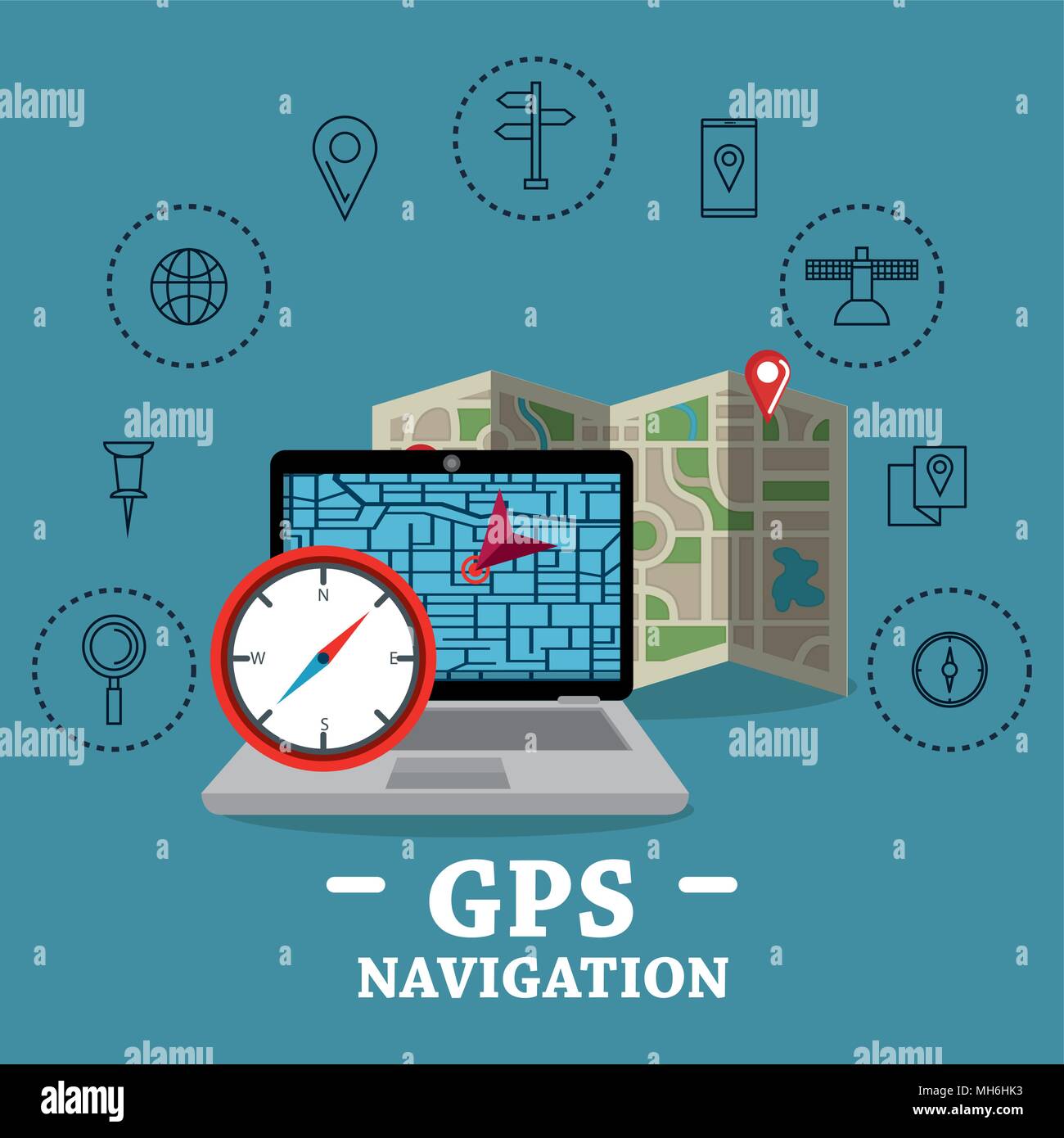laptop with gps navigation software Stock Vector Image & Art - Alamy