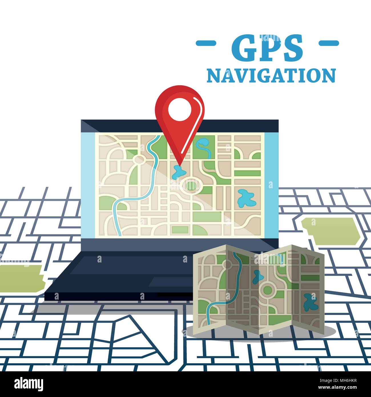 laptop with gps navigation software Stock Vector Image & Art - Alamy