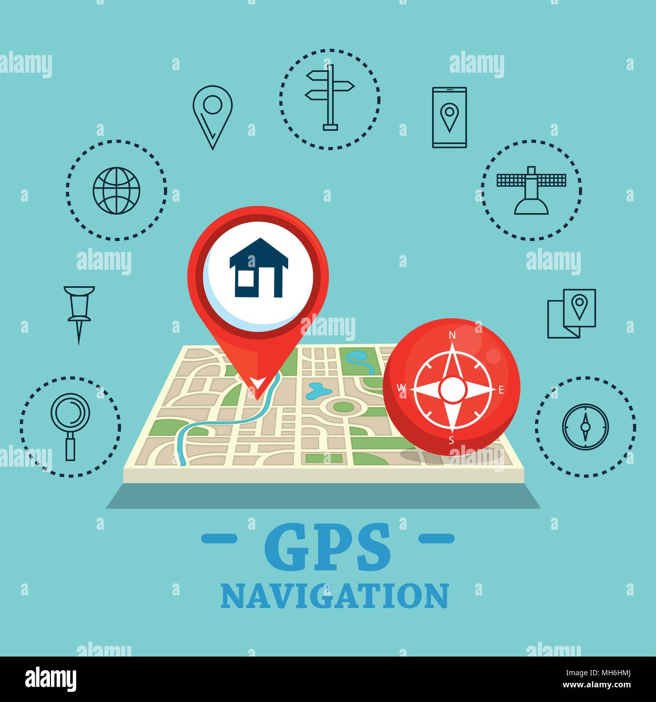 gps navigation set icons Stock Vector Image & Art - Alamy