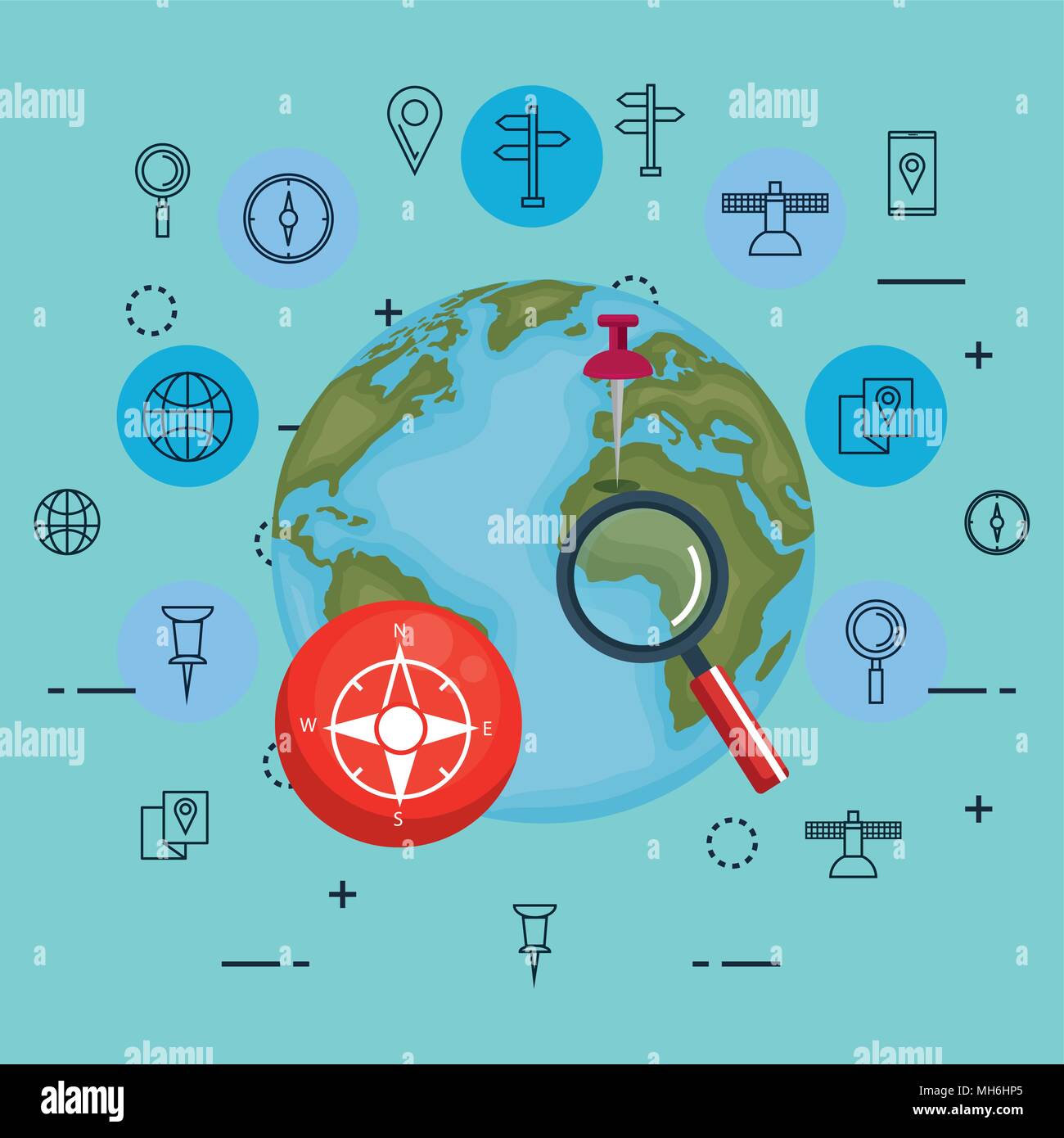 world planet with gps navigation icons Stock Vector Image & Art - Alamy