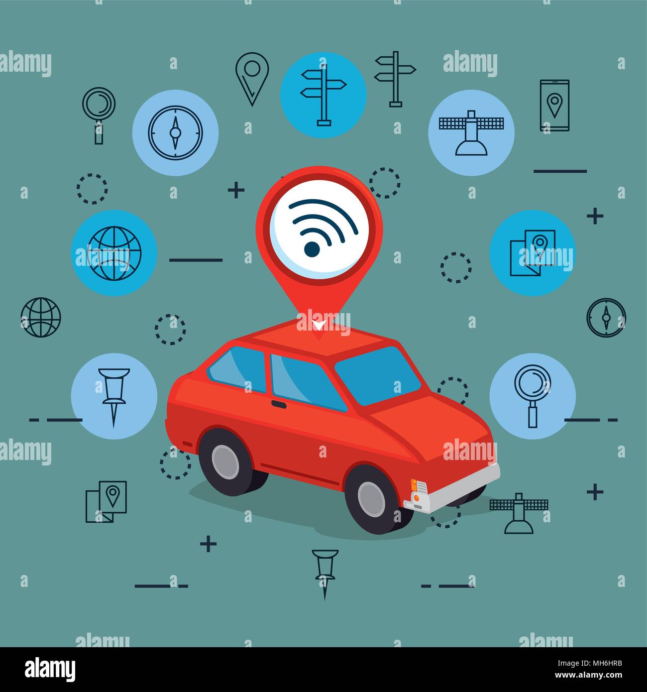 Car magnifying glass icon Stock Vector Images - Alamy